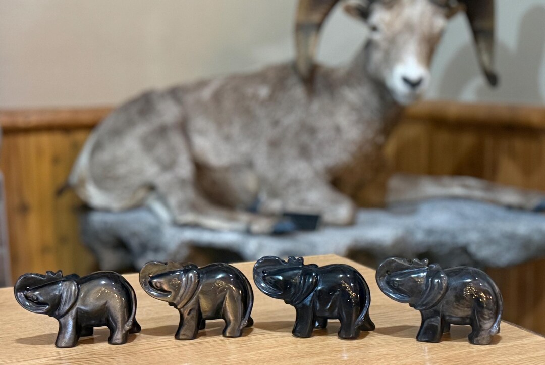 Silver Sheen Obsidian Elephant - Etsy