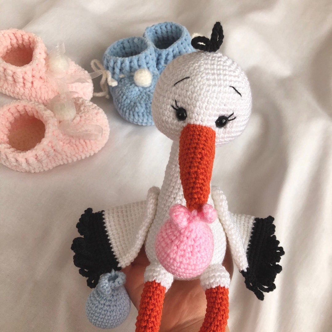 Stork Toy for Sale, Baby and Stork, Stork Baby Toy, Baby Shower Toy ...