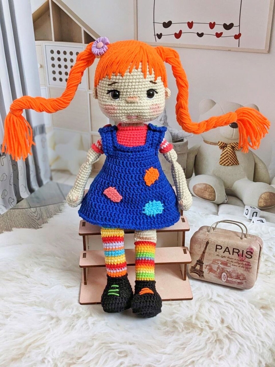 Pippi Longstocking Doll Pippi Crochet Doll Little Pippi - Etsy