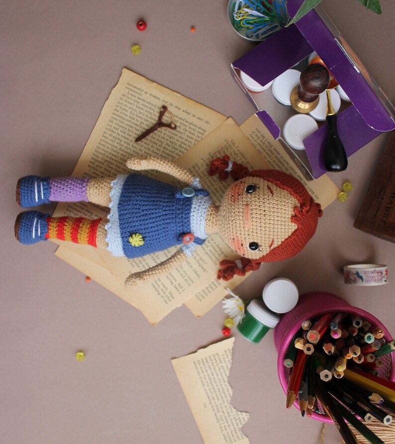 Pippi Longstocking Doll Pippi Crochet Doll Little Pippi - Etsy