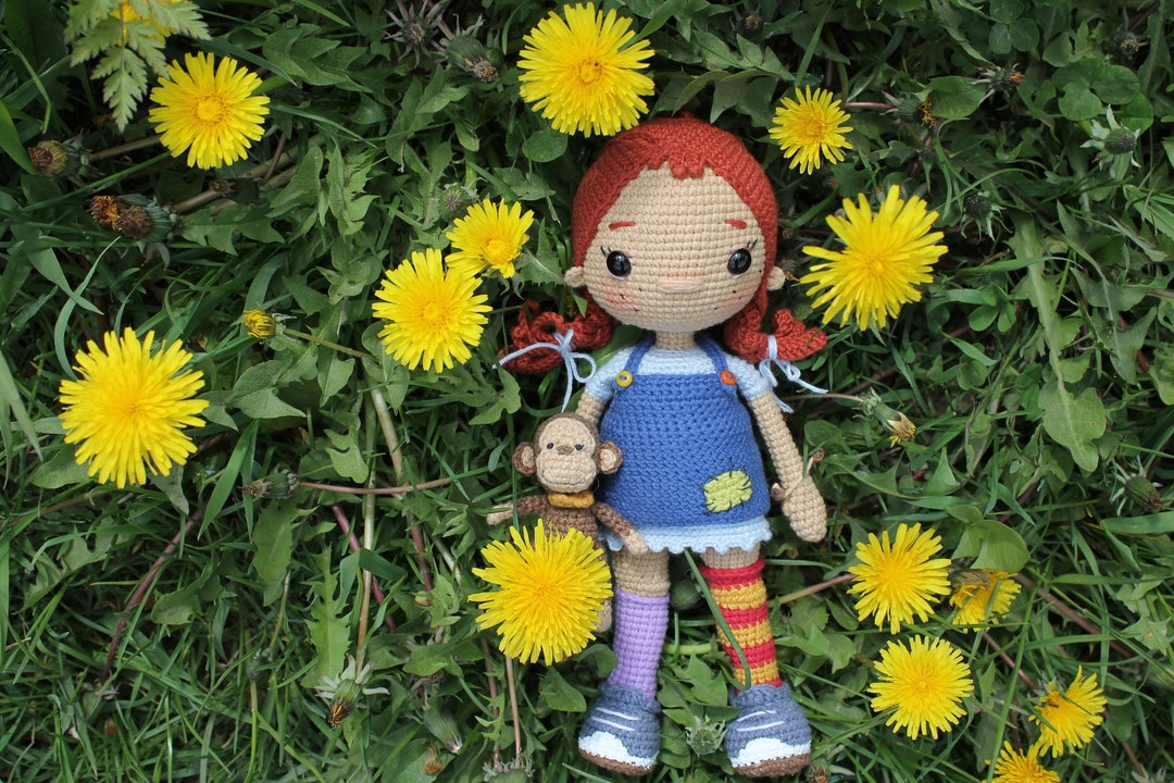Pippi Longstocking Doll, Pippi Finished Doll, Crochet Pippi Lonstocking ...