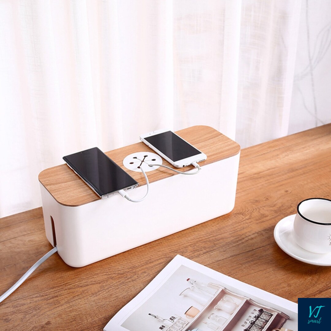 Handmade Wooden Cable Management Box Walnut Cable Storage Box Charger ...