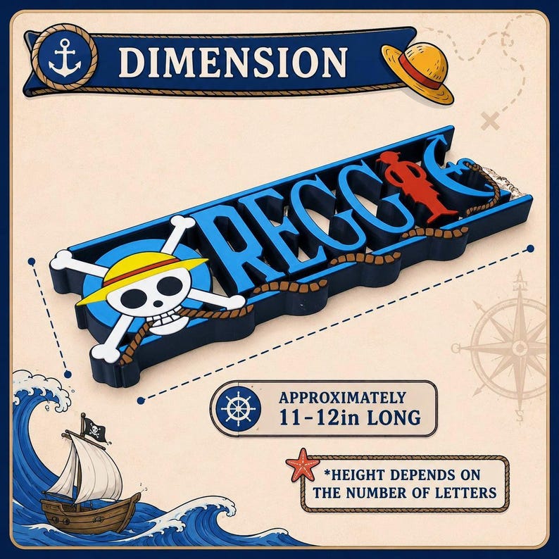 CUSTOM Pirate One of a Kind Nameplate | Anime Fan Gift - Etsy