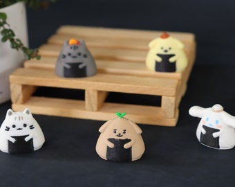 Handmade Onigiri Plushie Rice Ball Keychain or Fridge Magnet/ Wool Felt ...