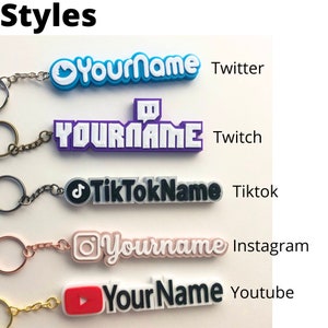 Social Media Personalized Keychain or Name Tag Youtube Twitch Instagram ...