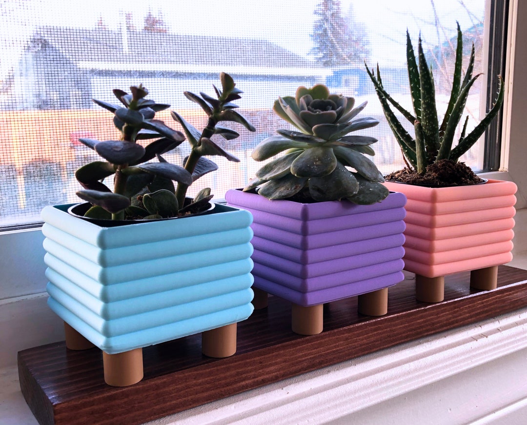 Set of 3 Square Bubble Planter Set Raised Pastel Planter Set Plant ...