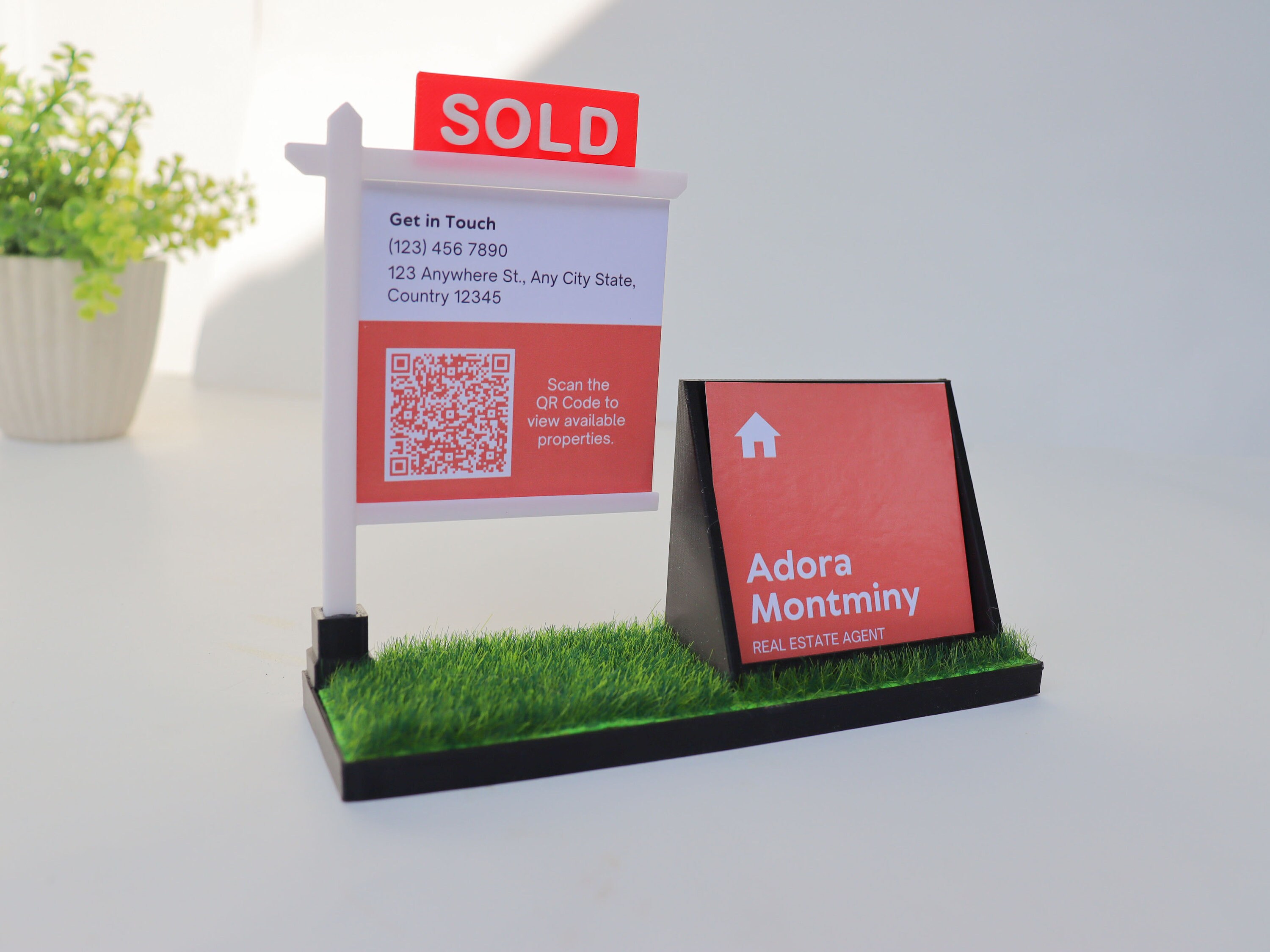 Square Realtor Business Card Holder | Real Estate Agent Gift With Grass ...