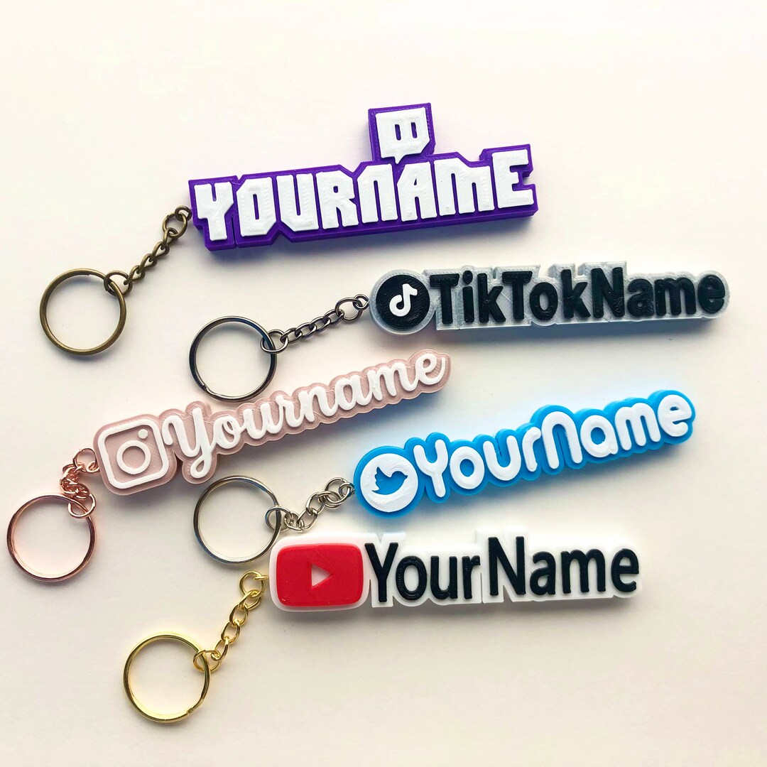 Social Media Personalized Keychain or Name Tag Youtube Twitch Instagram ...