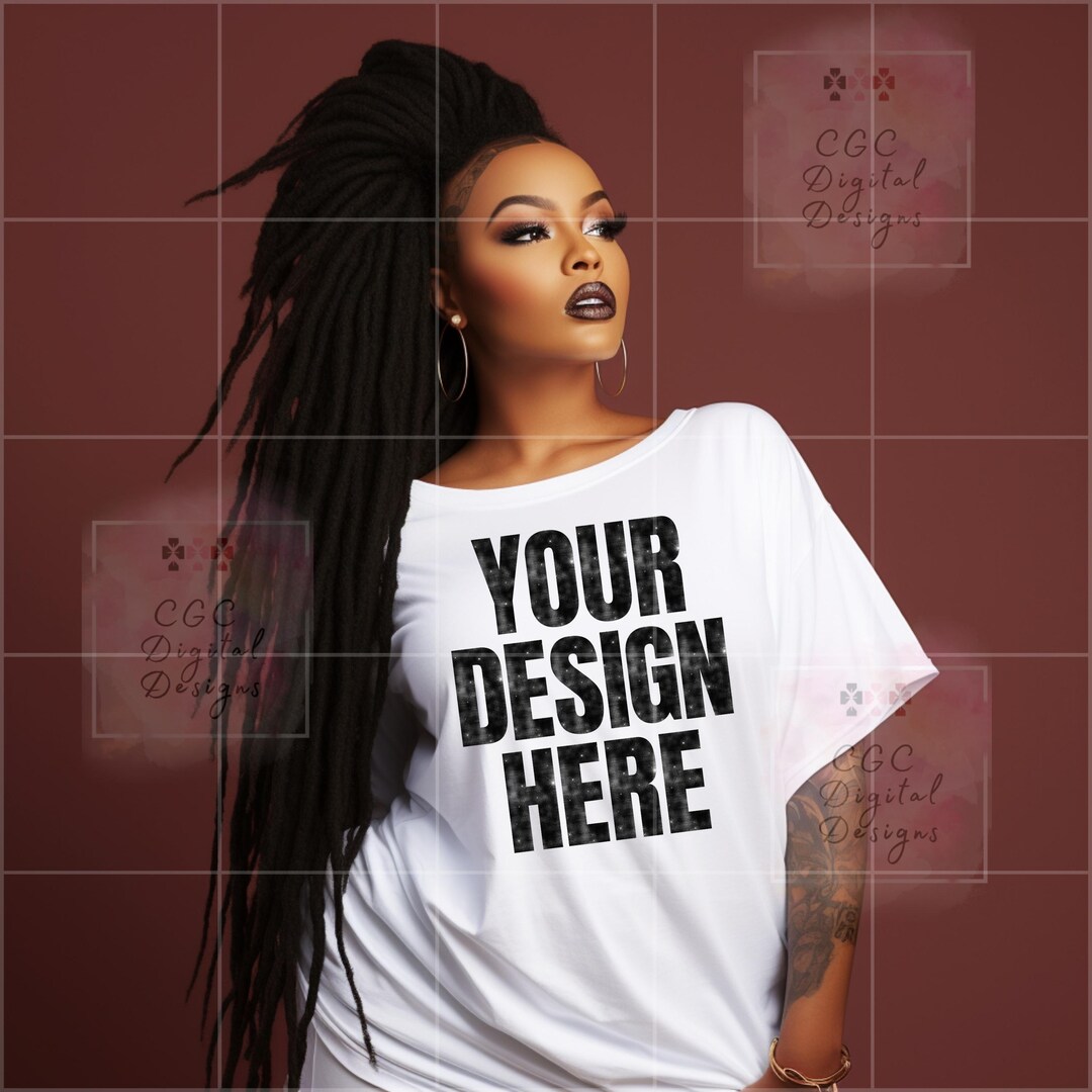 Black Model Mockup, White Bella Canvas, African American, Black Woman ...