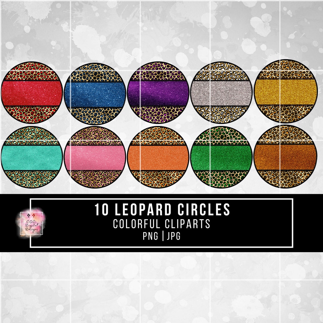 10 Leopard Circles, Colorful PNG, Sublimation, Digital Download ...