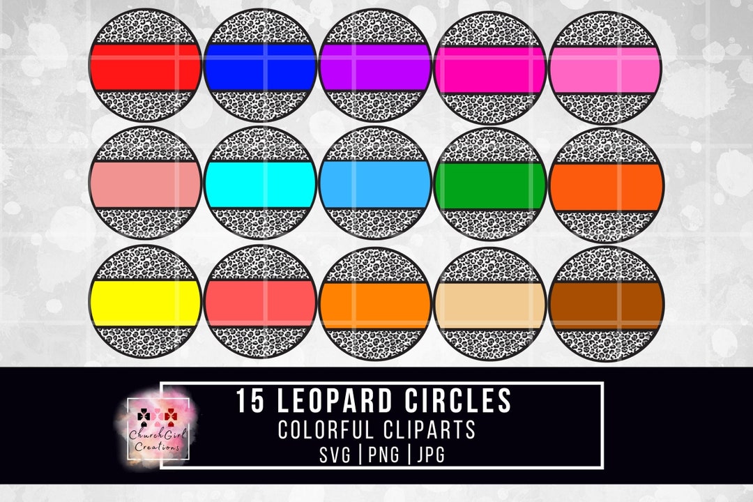 15 Leopard Circles SVG Clipart Colorful PNG Sublimation - Etsy