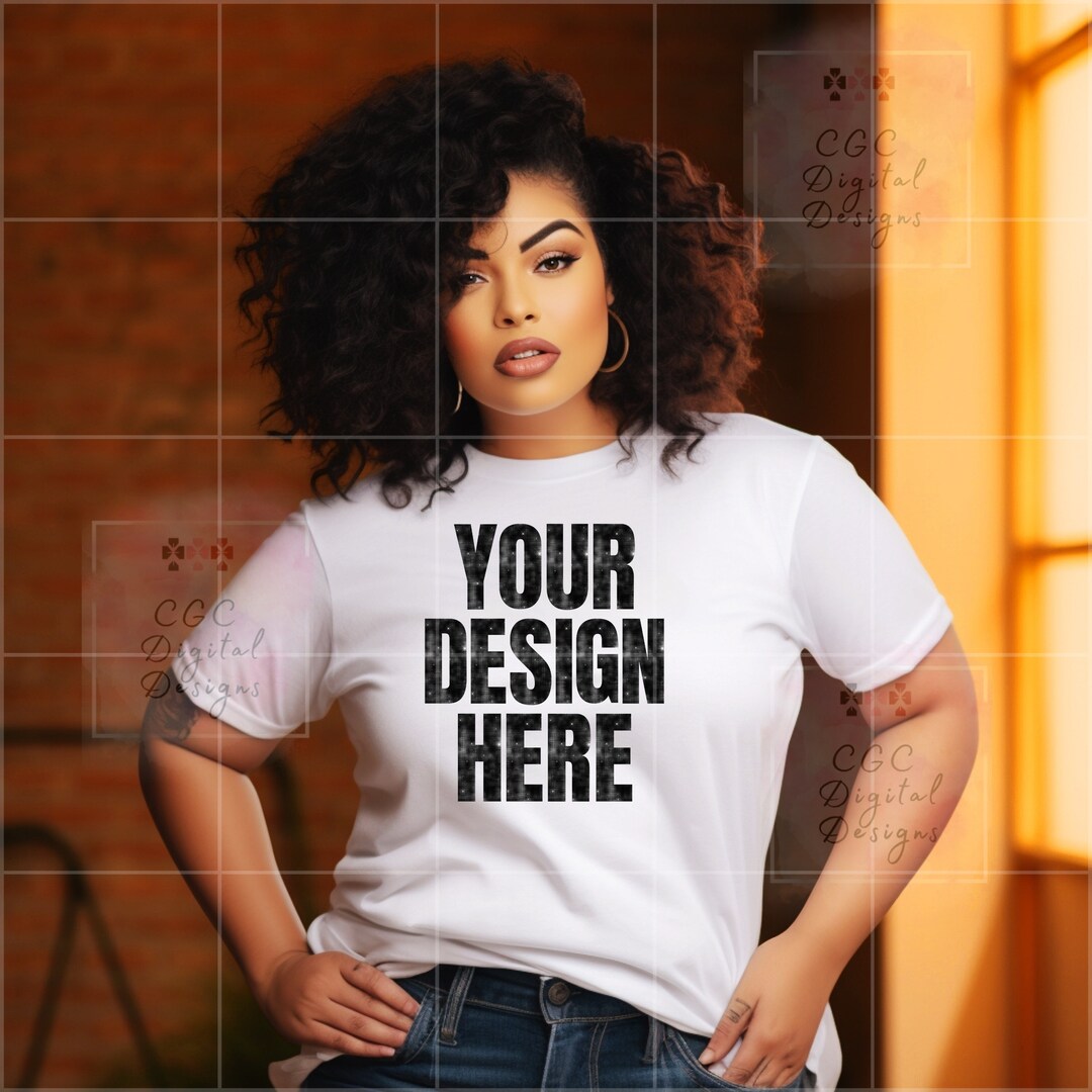 Black Model Mockup, White Bella Canvas, African American, Colorful ...