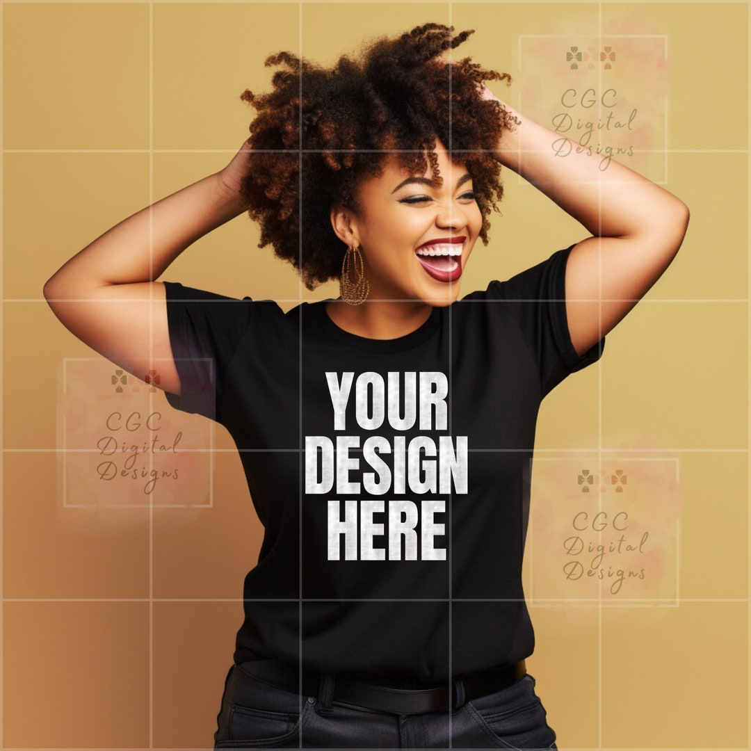 Black Model Mockup, Black Bella Canvas, African American, Colorful ...