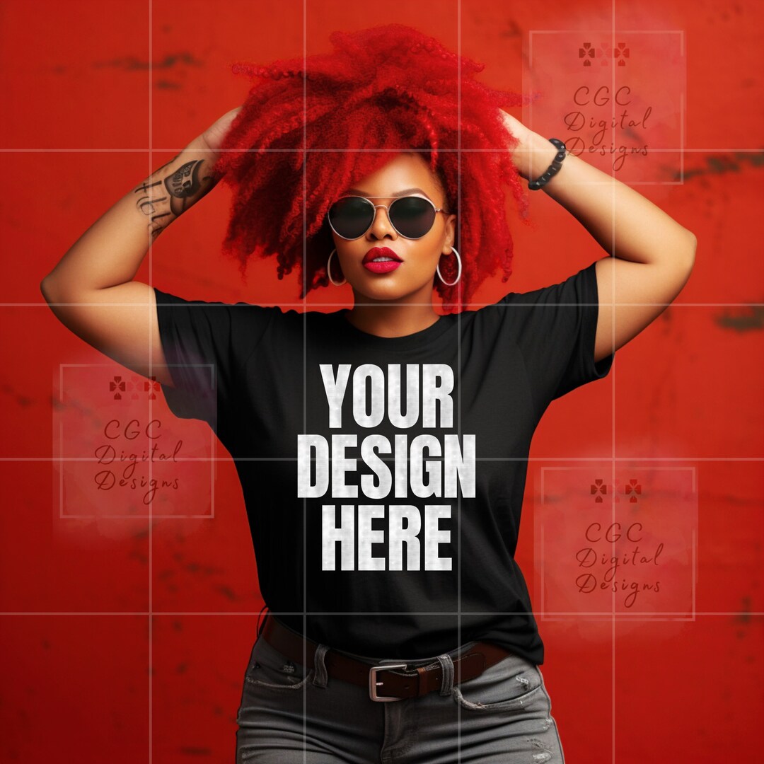 Black Model Mockup, Black Bella Canvas, African American, Black Woman ...