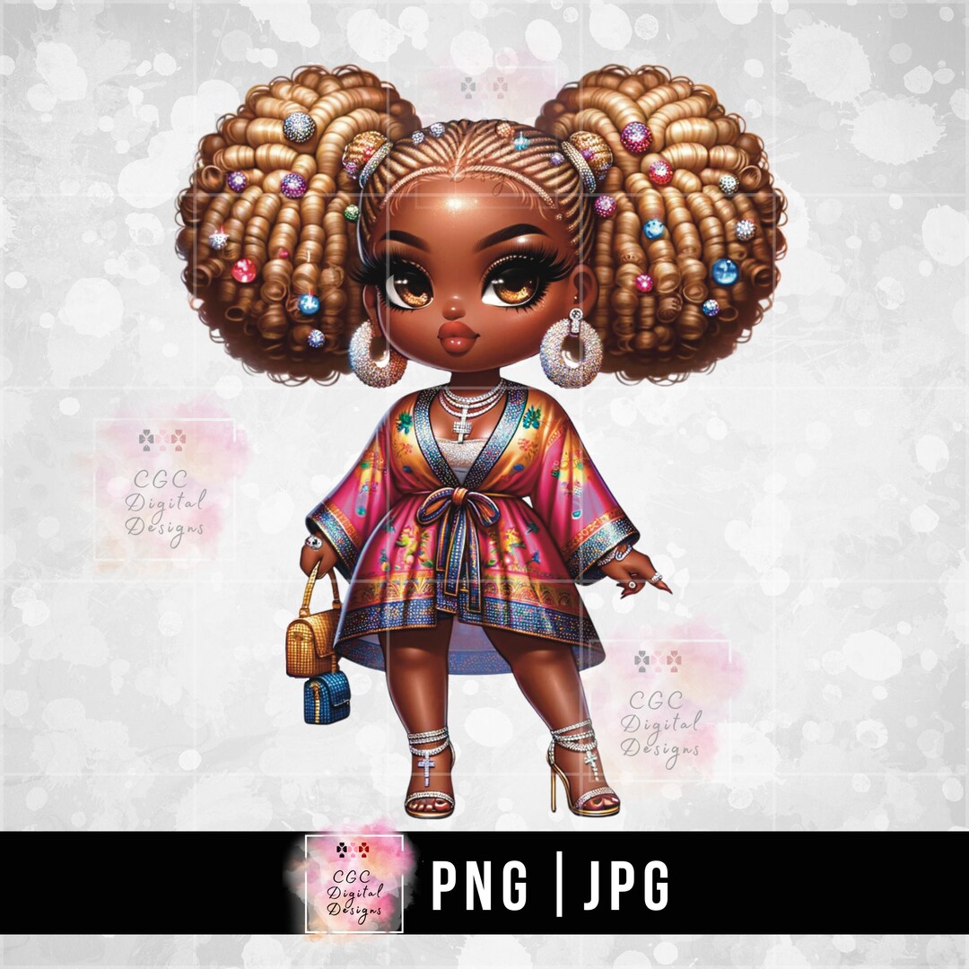 Afro Chibi Girl Clipart: Black Woman PNG (digital Download) - Etsy