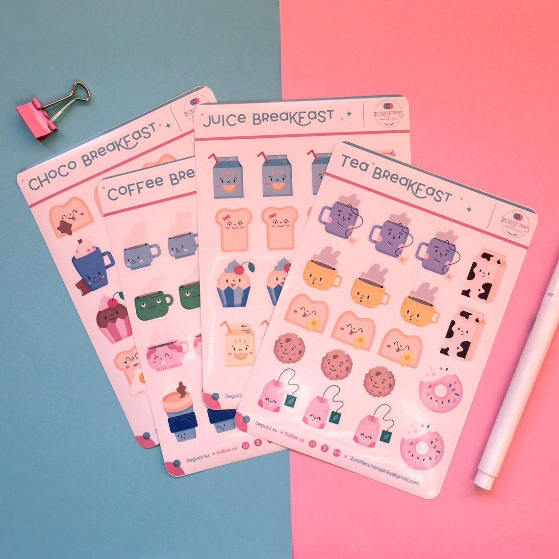 Breakfast Sticker Sheet Foglio Adesivo Colazione Foglio | Etsy