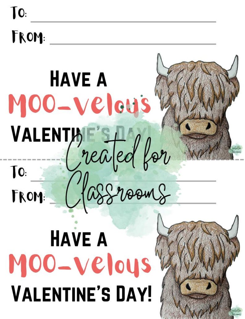 Highland Cow Valentine Printable - Etsy