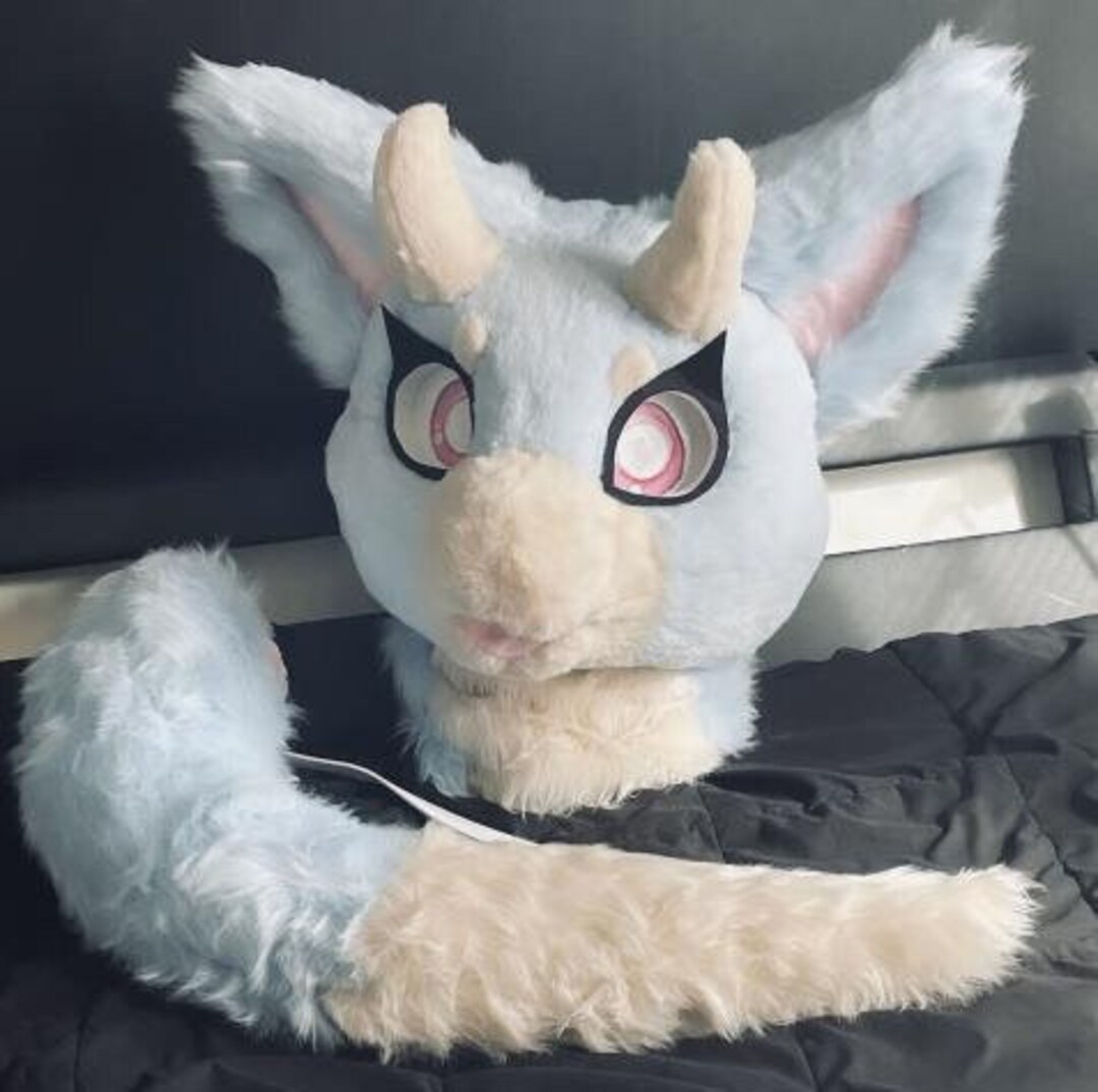 Fursuit híbrido azul claro Cabeza y cola - Etsy España