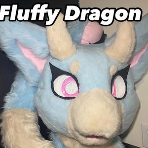 Light Blue Fluffy Dragon Fursuit - Head & Tail - Etsy