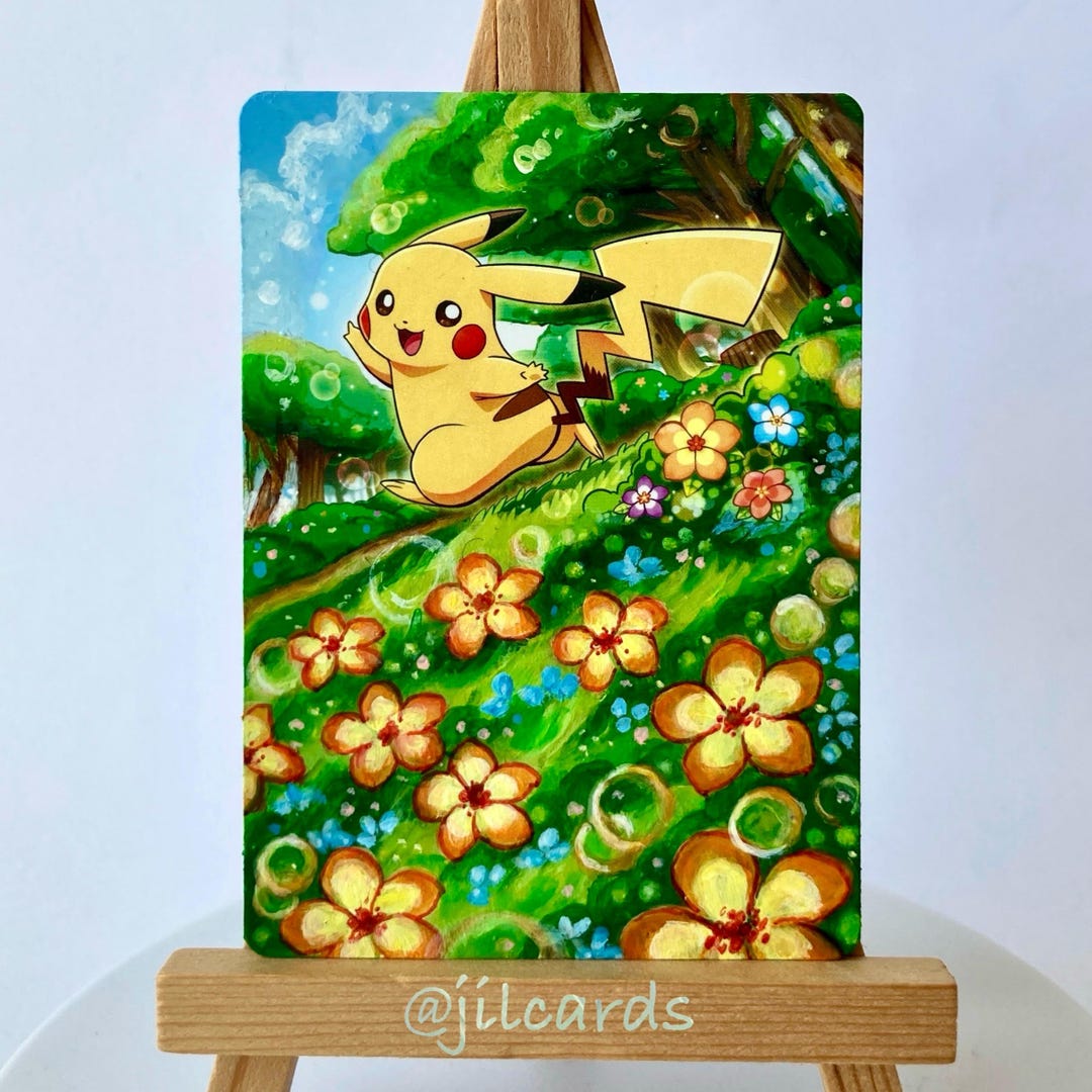 Pikachu Painted Pokémon Card, Altered Pokemon Card - Etsy