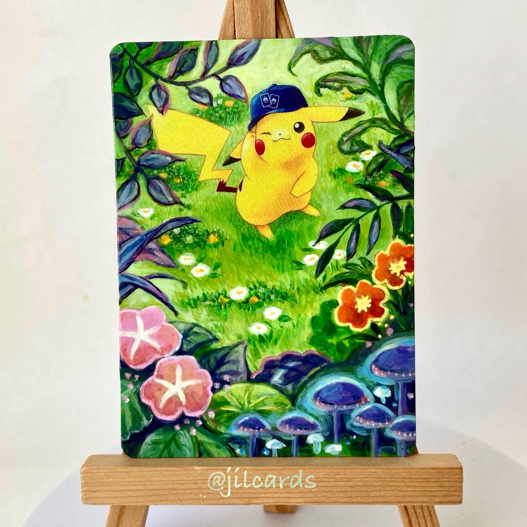 Pikachu Hand Painted Pokémon Card, Altered Pikachu Pokemon Card - Etsy