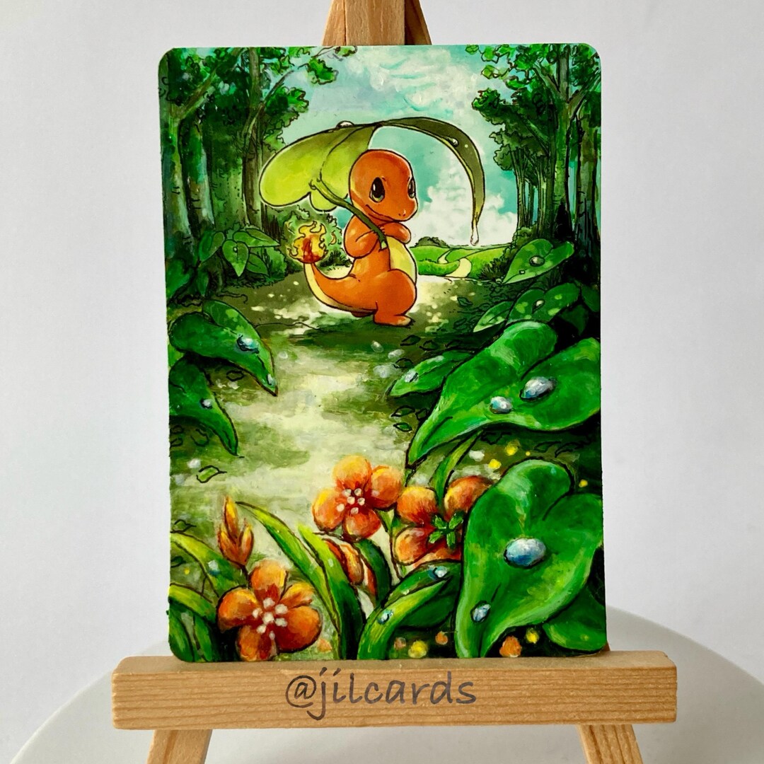 Charmander Painted Pokémon Card, Altered Pokemon Card - Etsy
