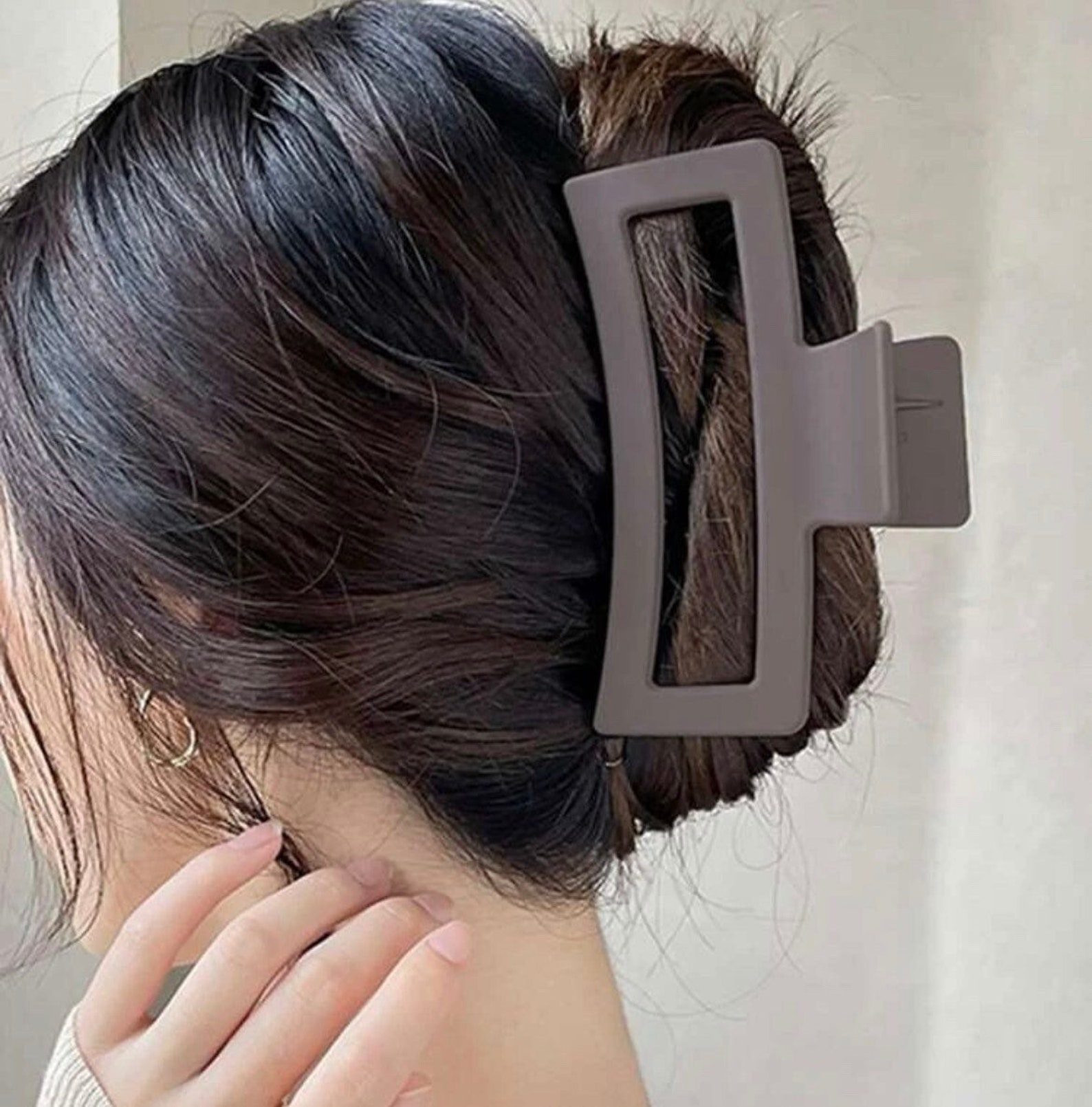 Oversized Hair Claw, Large Brownclaw Clip, Thick Hair Claw, Matte Brown ...