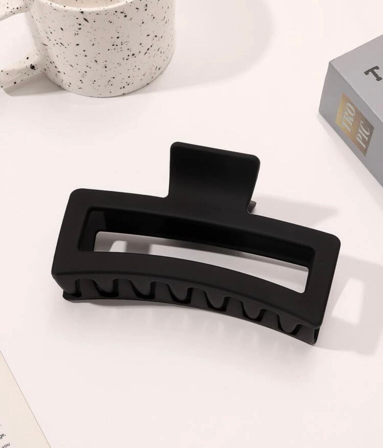 Oversized Hair Claw, Large Black Claw Clip, Thick Hair Claw, Matte ...
