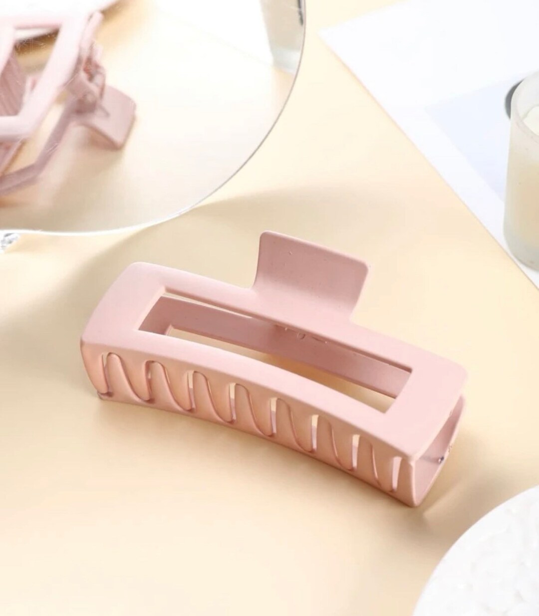 Oversized Hair Claw, Large Light Pink Claw Clip, Thick Hair Claw, Matte ...