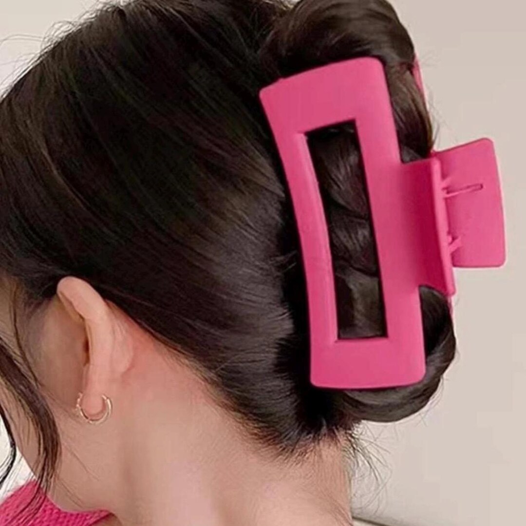Oversized Hair Claw, Large Hot Pink Claw Clip, Thick Hair Claw, Matte ...