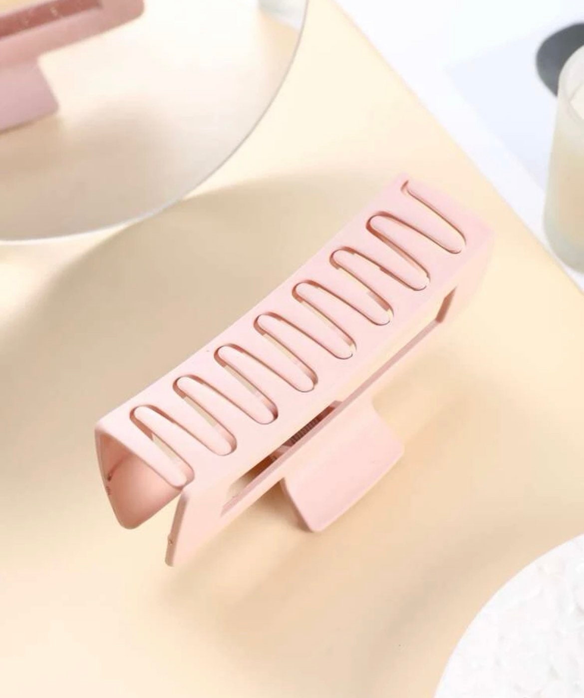 Oversized Hair Claw, Large Light Pink Claw Clip, Thick Hair Claw, Matte ...