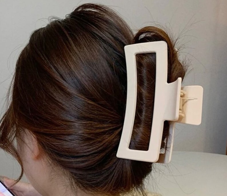 Oversized Hair Claw, Large White Claw Clip, Thick Hair Claw, Matte ...