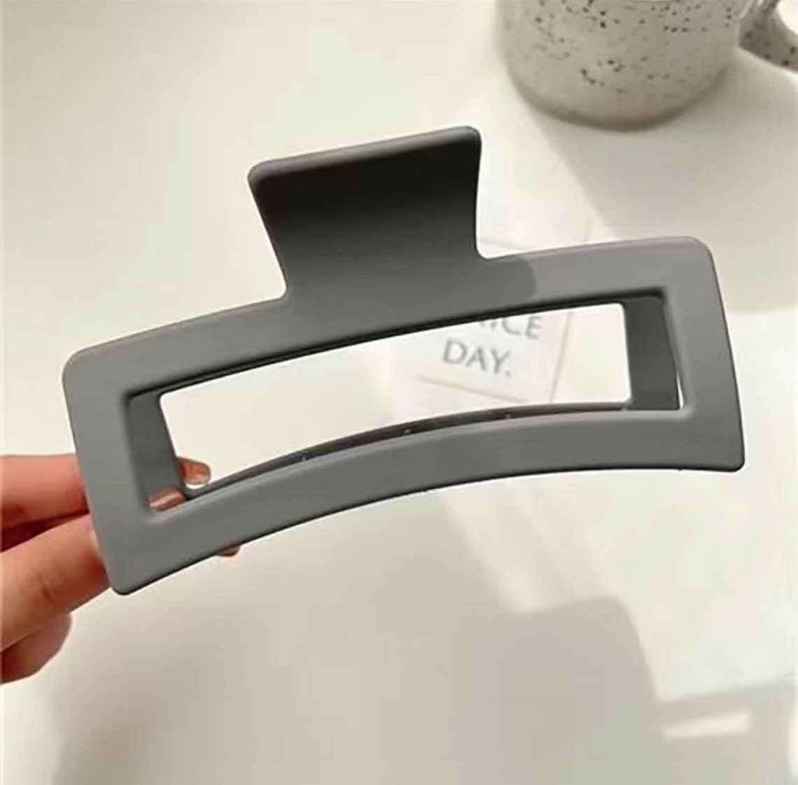 Oversized Gray Hair Claw, XXL Gray Claw Clip, Thick Hair Claw, Matte ...