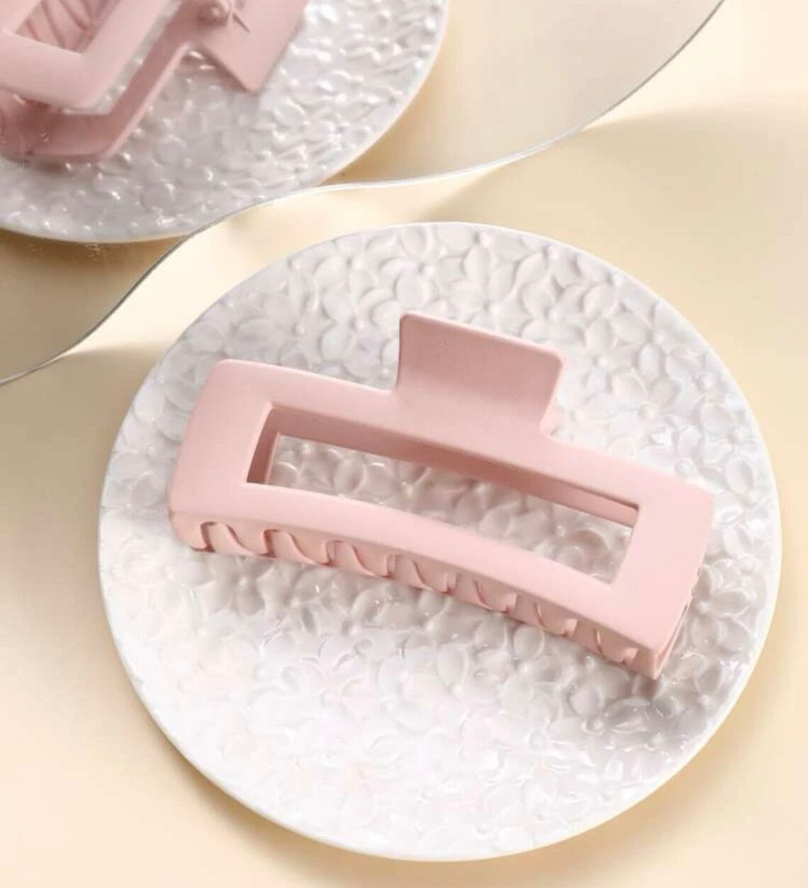 Oversized Hair Claw, Large Light Pink Claw Clip, Thick Hair Claw, Matte ...