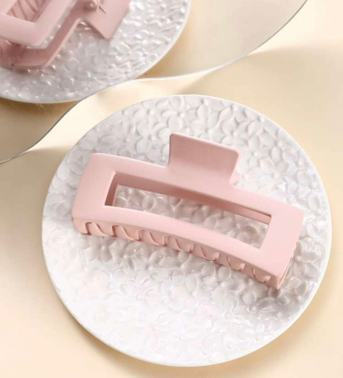 Oversized Hair Claw, Large Light Pink Claw Clip, Thick Hair Claw, Matte ...