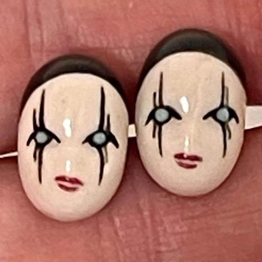 Vintage Peirrot Clown Mime Theater Mask Wood Stud Earrings - Etsy