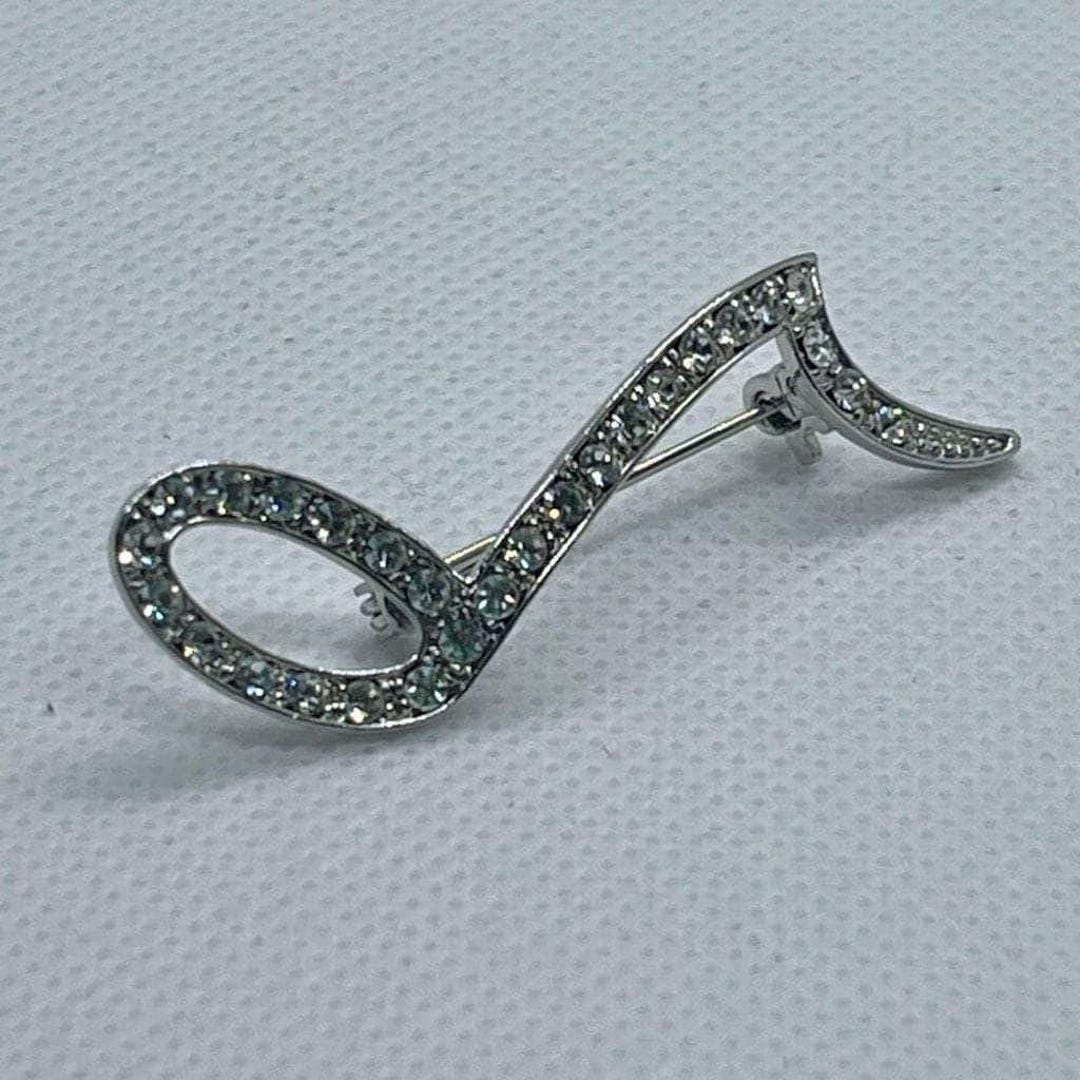 Vintage Treble Clef Music Note Crystal Rhinestone Brooch - Etsy