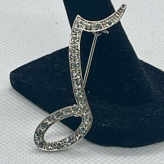 Vintage Treble Clef Music Note Crystal Rhinestone Bro… - Gem