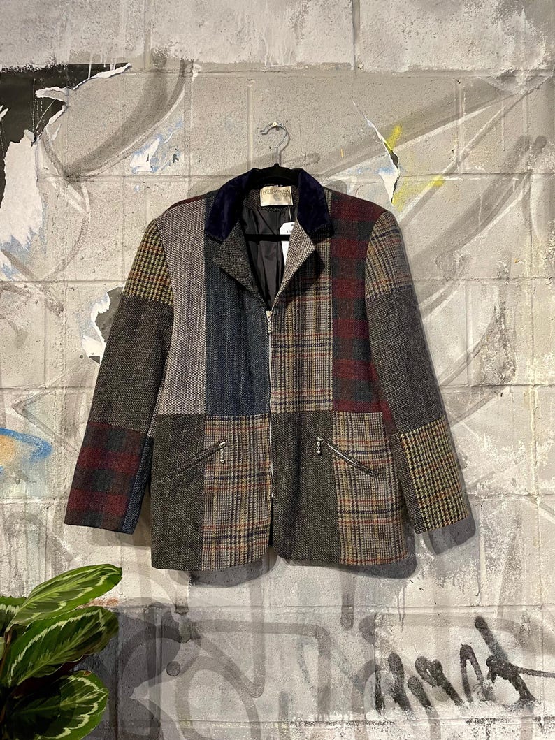 1980s Vintage Patchwork Wool Jacket - Etsy
