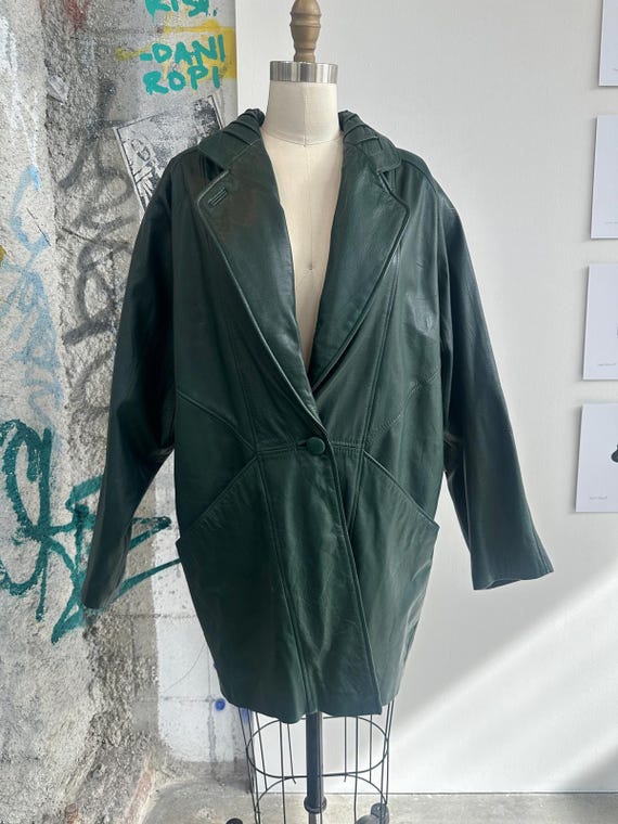 Vintage Green Leather Jacket - Gem