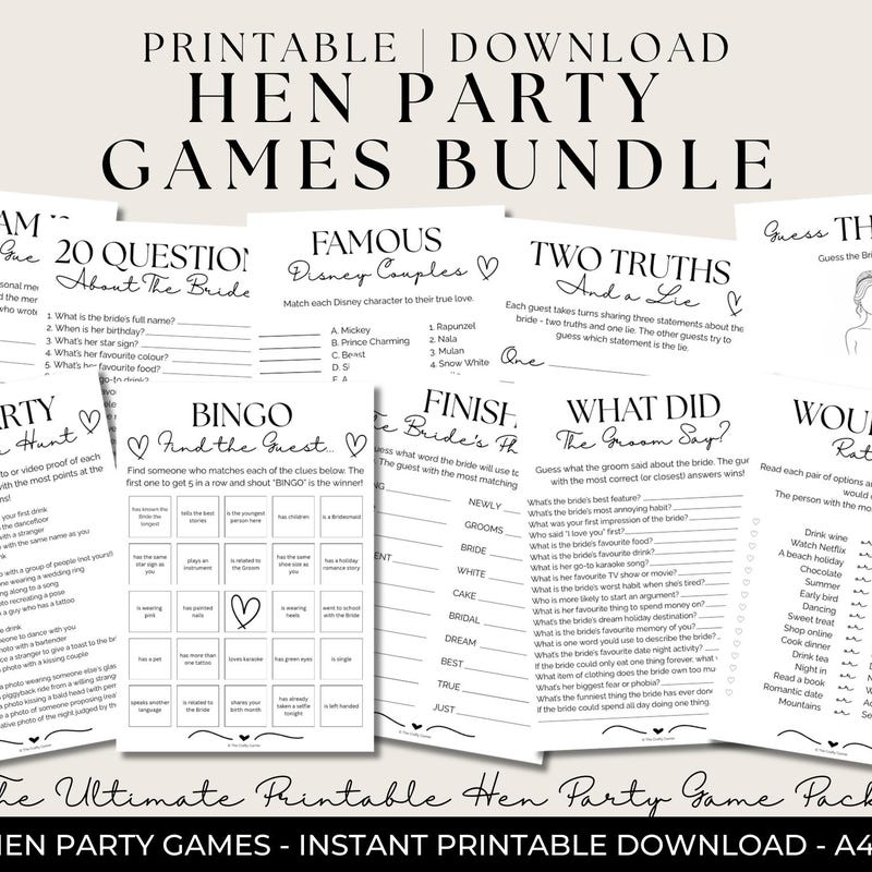 Hen Do Activity Packs - Etsy UK