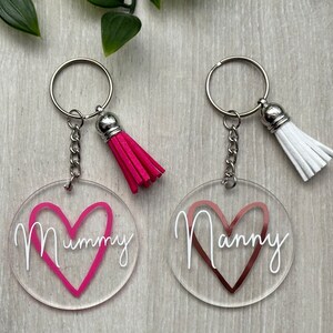 Personalised Acrylic Heart Keyring | Mother's Day Gift With Tassel ...