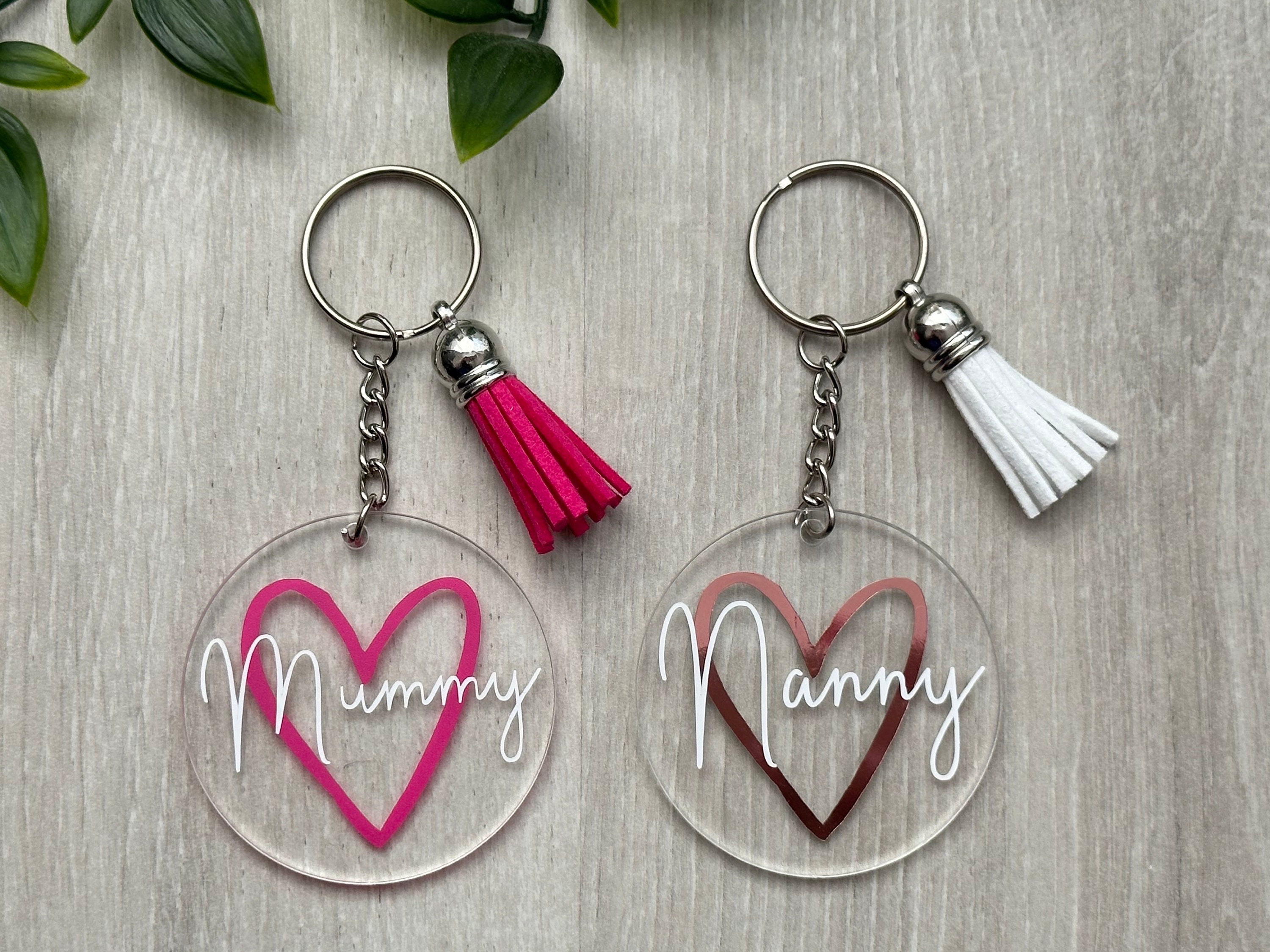 Personalised Keyring | Mothers Day | Keychain With Tassel | Heart ...