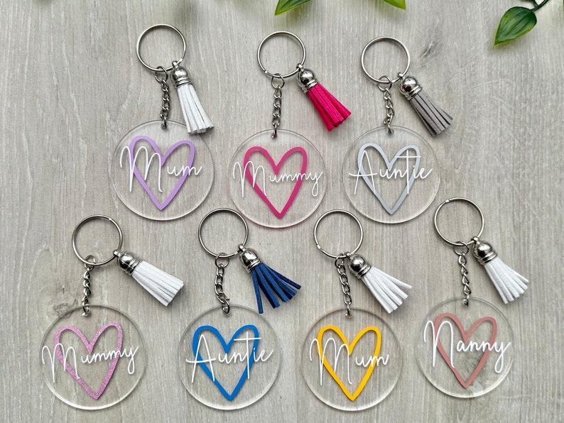 Personalised Keyring | Mothers Day | Keychain With Tassel | Heart ...