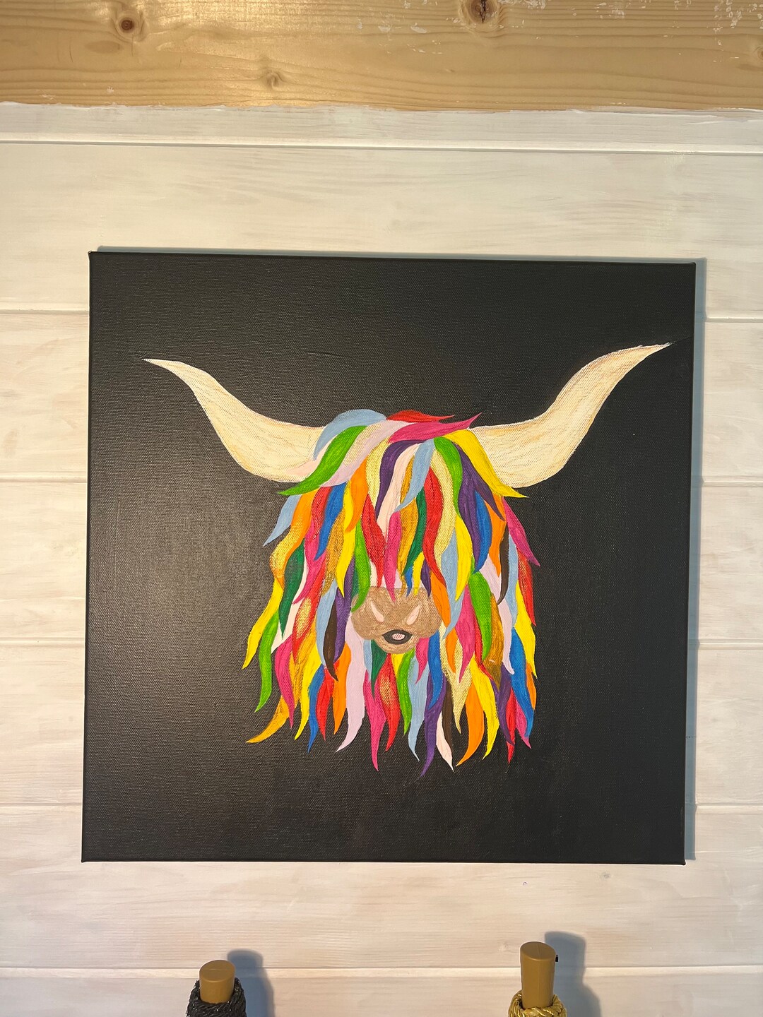 Highland Cow Multicoloured Acrylic Painting - Etsy
