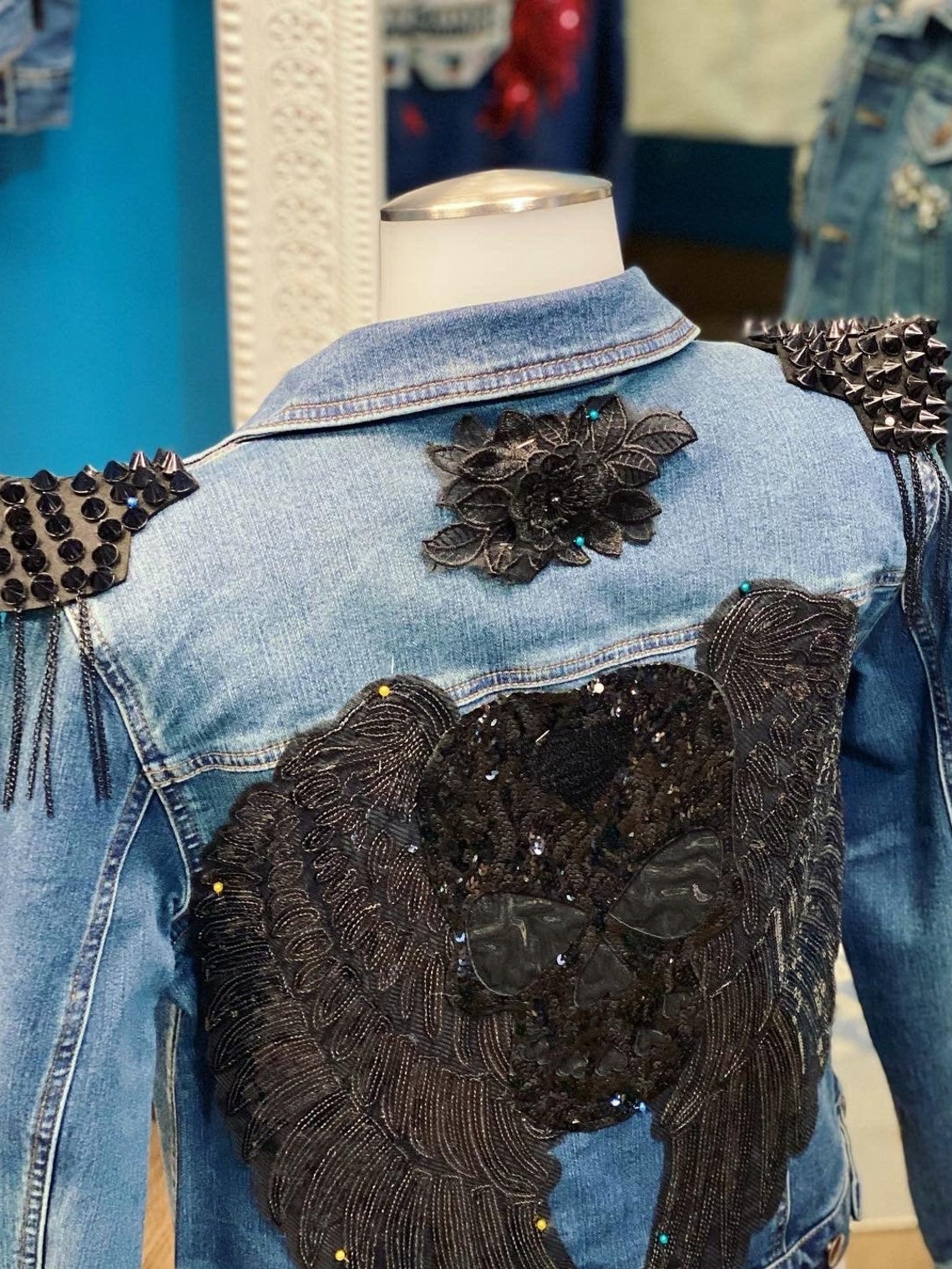 Custom Denim Jacket Rhinestone Patches - Etsy