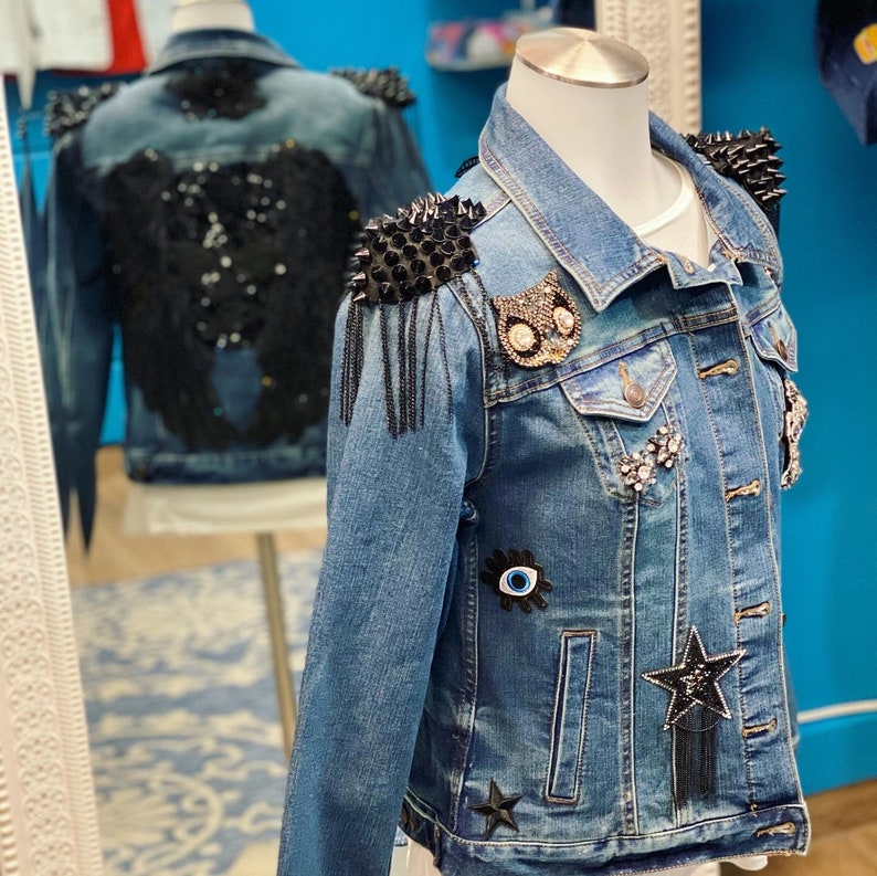 Custom Denim Jacket Rhinestone Patches - Etsy