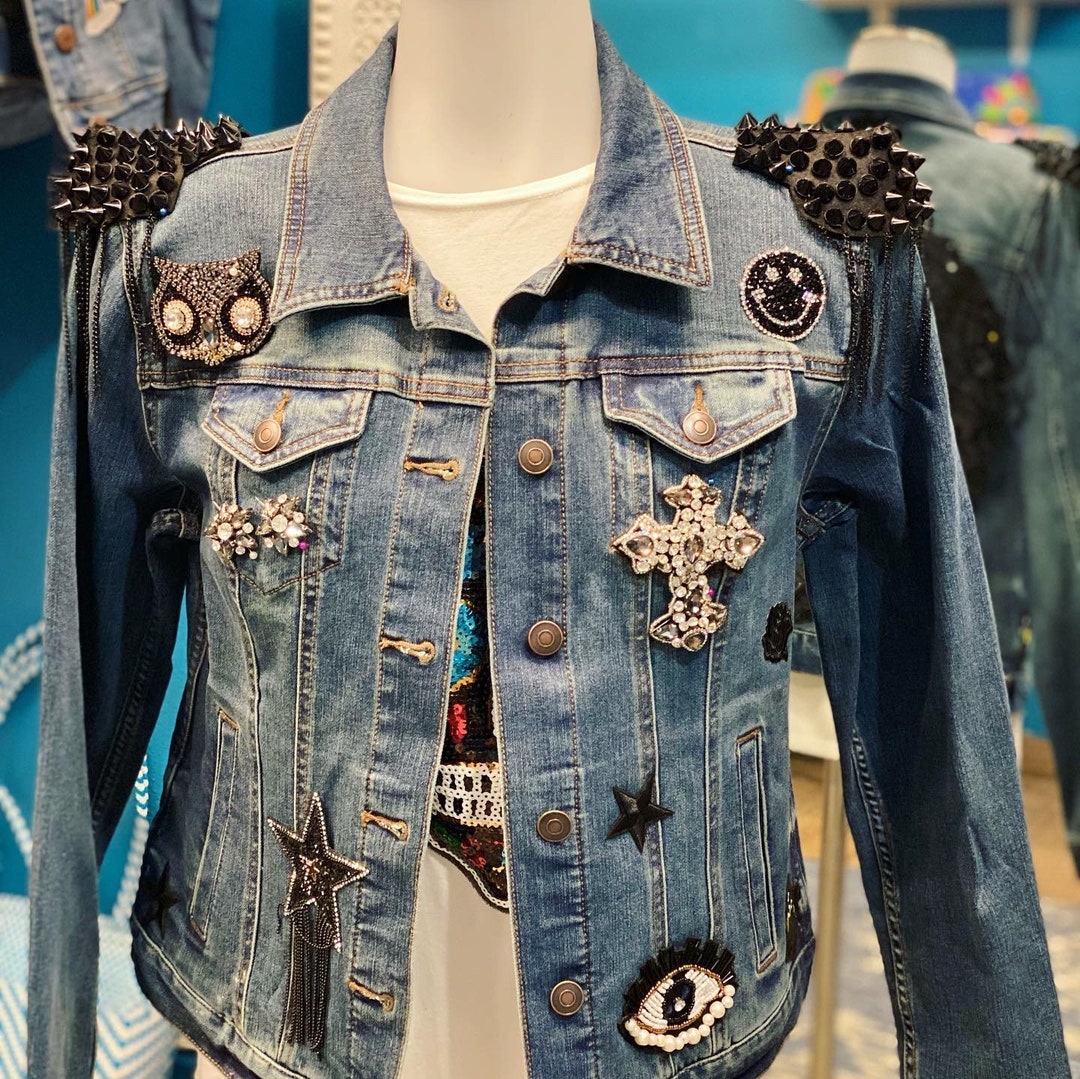 Custom Denim Jacket Rhinestone Patches - Etsy