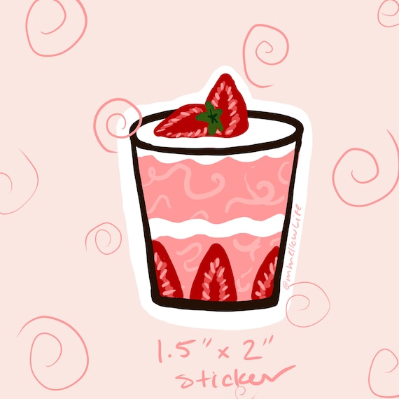 Fresas Con Crema Sticker Strawberries And Cream Cute Kawaii Etsy