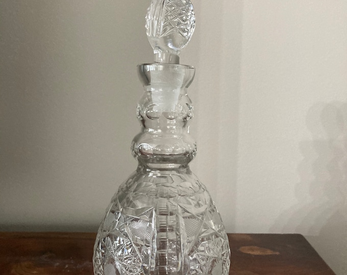 Etched Glass Sherry Decanter With Ivy Leaf Decoration, Hand-blown, Mid ...